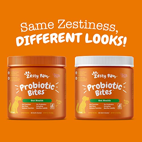 Zesty Paws Probiotics for Dogs - Digestive Enzymes for Gut Flora, Digestive Health, Diarrhea & Bowel Support - Clinically Studied DE111 - Dog Supplement Soft Chew for Pet Immune System - Pumpkin