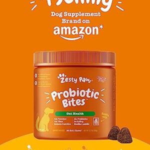 Zesty Paws Probiotics for Dogs - Digestive Enzymes for Gut Flora, Digestive Health, Diarrhea & Bowel Support - Clinically Studied DE111 - Dog Supplement Soft Chew for Pet Immune System - Pumpkin