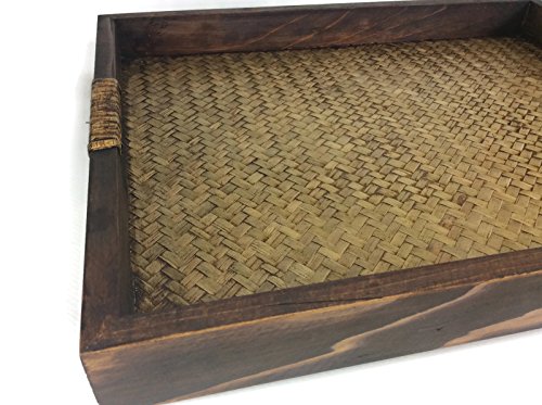 Serving Tray Wooden Handmade Bamboo Oriental Vintage Restaurant Wooden Handcraft 11.5 x 15 Inches