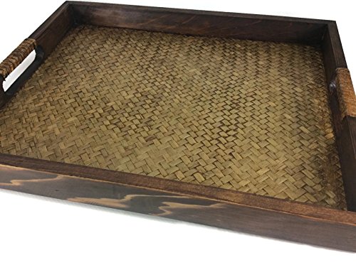 Serving Tray Wooden Handmade Bamboo Oriental Vintage Restaurant Wooden Handcraft 11.5 x 15 Inches