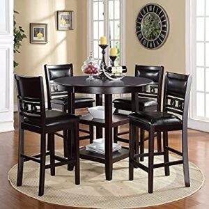 New Classic Furniture Gia 5-Piece Round Counter Height Dining Set with 1 Dining Table and 4 Chairs, 42-Inch, Ebony