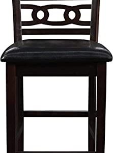 New Classic Furniture Gia 5-Piece Round Counter Height Dining Set with 1 Dining Table and 4 Chairs, 42-Inch, Ebony