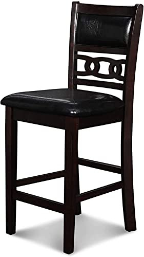 New Classic Furniture Gia 5-Piece Round Counter Height Dining Set with 1 Dining Table and 4 Chairs, 42-Inch, Ebony