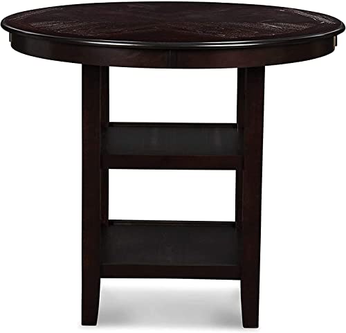 New Classic Furniture Gia 5-Piece Round Counter Height Dining Set with 1 Dining Table and 4 Chairs, 42-Inch, Ebony