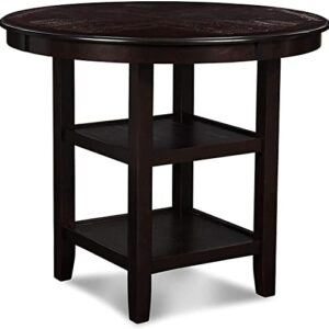 New Classic Furniture Gia 5-Piece Round Counter Height Dining Set with 1 Dining Table and 4 Chairs, 42-Inch, Ebony