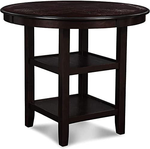 New Classic Furniture Gia 5-Piece Round Counter Height Dining Set with 1 Dining Table and 4 Chairs, 42-Inch, Ebony