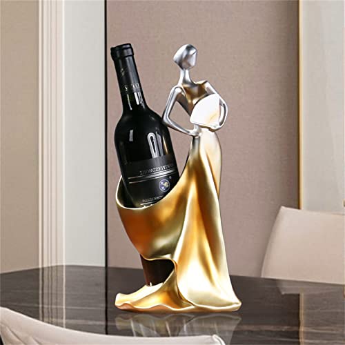 CdyBox Elegant Wine Bottle Holder Ornament Wine Single Bottle Holder Stand Rack (Golden)