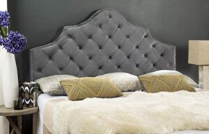 safavieh mercer collection arebelle pewter velvet headboard, king, grey