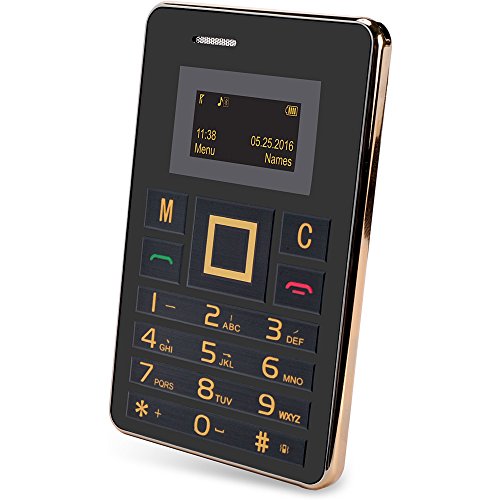 CR1102GD 32GB Slide Wallet Size Unlocked Mini Cell Phone Worldwide 2G GSM Service, Black/Gold