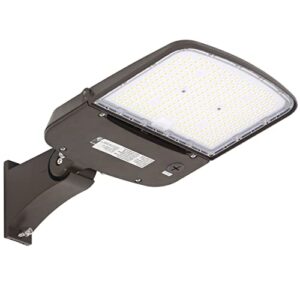 hykolity 150w/200w switchable led parking lot light, 150lm/w led street lighting with dusk to dawn photocell [400w-600w hps equiv.] 5000k 100-277v, commercial adjustable arm mount led shoebox light