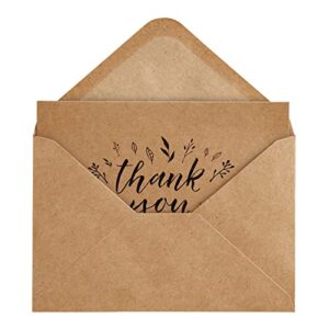 Thank You Cards - 36-Count Thank You Notes, Kraft Paper Bulk Thank You Cards Set - Blank on The Inside, Handwritten Style, Includes Thank You Cards and Envelopes, 4 x 6 inches