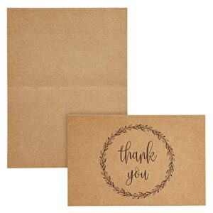 Thank You Cards - 36-Count Thank You Notes, Kraft Paper Bulk Thank You Cards Set - Blank on The Inside, Handwritten Style, Includes Thank You Cards and Envelopes, 4 x 6 inches