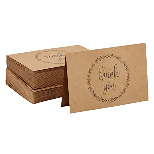 Thank You Cards - 36-Count Thank You Notes, Kraft Paper Bulk Thank You Cards Set - Blank on The Inside, Handwritten Style, Includes Thank You Cards and Envelopes, 4 x 6 inches