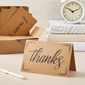 Thank You Cards - 36-Count Thank You Notes, Kraft Paper Bulk Thank You Cards Set - Blank on The Inside, Handwritten Style, Includes Thank You Cards and Envelopes, 4 x 6 inches