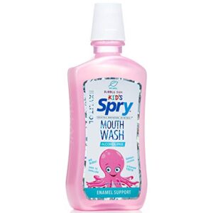 spry kids mouthwash, xylitol mouthwash alcohol free with enamel support, natural bubble gum - 16 fl oz (pack of 1)