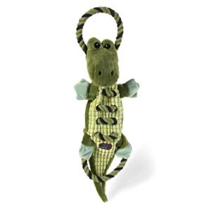 charming pet ropes-a-go-go gator interactive plush squeaky dog tug toy