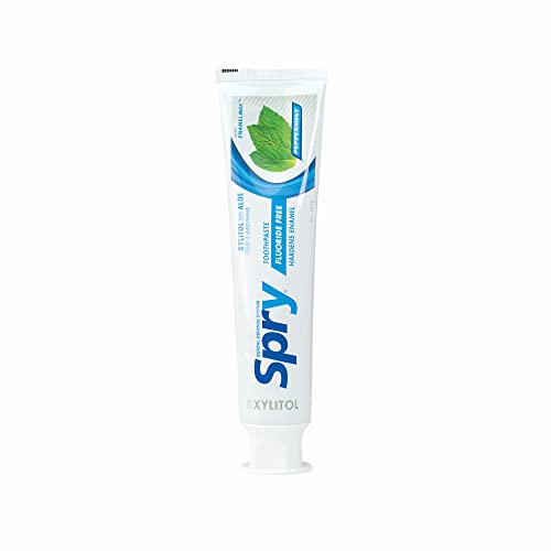 Spry Xylitol Toothpaste, Fluoride-Free, Natural Peppermint, Anti-Plaque and Tartar Control, 5 oz (2 Pack)