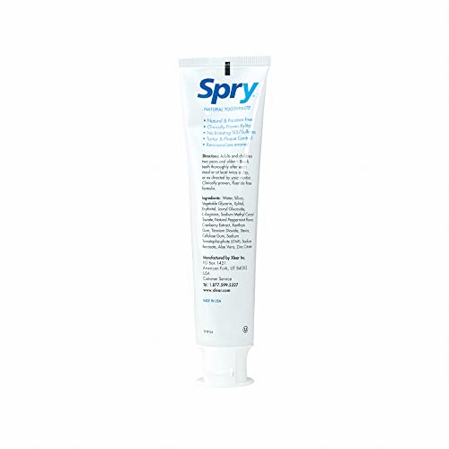 Spry Xylitol Toothpaste, Fluoride-Free, Natural Peppermint, Anti-Plaque and Tartar Control, 5 oz (2 Pack)