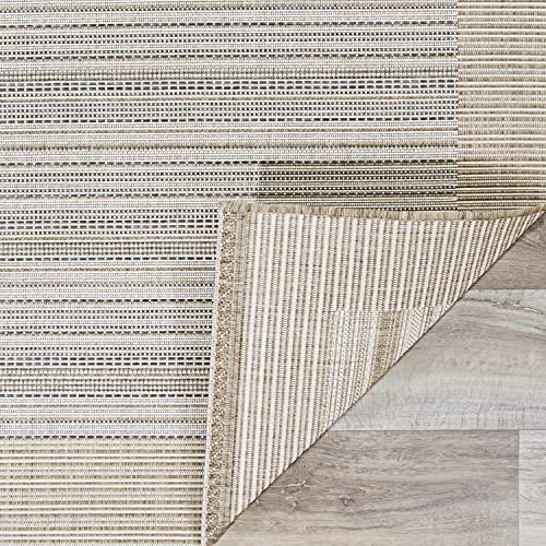 Couristan Monaco Indoor/Outdoor Area Rug for Patios, Decks, Kitchens, and Laundry Rooms, All-Weather, Pet-Friendly and Easy to Clean, Bowline Pattern in Cocoa Natural-Ivory, 5'3" x 7'6"