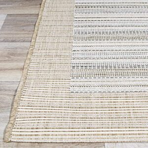 Couristan Monaco Indoor/Outdoor Area Rug for Patios, Decks, Kitchens, and Laundry Rooms, All-Weather, Pet-Friendly and Easy to Clean, Bowline Pattern in Cocoa Natural-Ivory, 5'3" x 7'6"