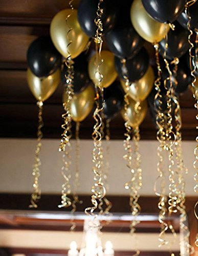 Fecedy 12" 100pcs/pack Gold Black Round Balloons for Graduation Wedding Birthday Baby Shower Party decorations