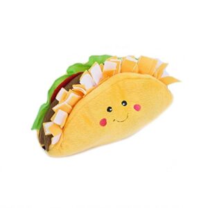 zippypaws nomnomz, tasty taco - plush squeaky dog toys for small & medium dogs, food shaped puppy toys with squeakers, food themed toys for small & medium dog breeds