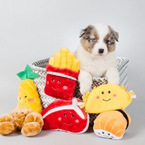 ZippyPaws NomNomz, Tasty Taco - Plush Squeaky Dog Toys for Small & Medium Dogs, Food Shaped Puppy Toys with Squeakers, Food Themed Toys for Small & Medium Dog Breeds