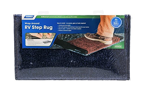 Camco 42937 RV Step Rug ( Premium Wrap Around , Turf Material (22" x 20") - Blue)