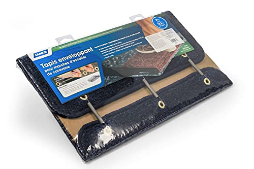 Camco 42937 RV Step Rug ( Premium Wrap Around , Turf Material (22" x 20") - Blue)