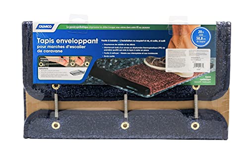 Camco 42937 RV Step Rug ( Premium Wrap Around , Turf Material (22" x 20") - Blue)