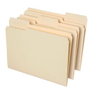 office depot file folders, 1/3 cut, letter size, 30% recycled, manila, pack of 100, 810838