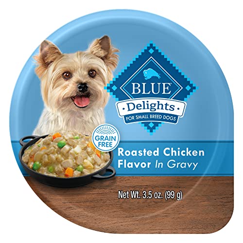 Blue Buffalo Delights Natural Adult Small Breed Wet Dog Food Cup, Roasted Chicken Flavor in Hearty Gravy 3.5-oz (Pack of 12)