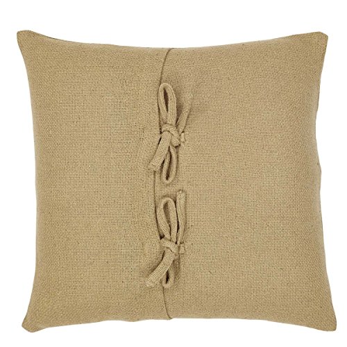 VHC Brands Stratton Applique Star Pillow 16x16 Country Primitive Bedding Accessory, Tan and Red-Orange