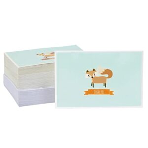 Best Paper Greetings 48 Pack Funny Woodland Animal Thank You Cards with Envelopes for Baby Shower, Kids, All Occasion (6 Cute Designs, 4x6 In)