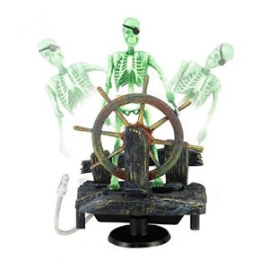 bestgle aquarium decor ornament air-driven active skeleton pirate captain for fish tank decoration