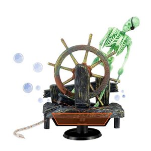 Bestgle Aquarium Decor Ornament Air-Driven Active Skeleton Pirate Captain for Fish Tank Decoration