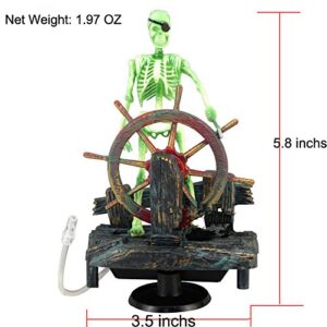 Bestgle Aquarium Decor Ornament Air-Driven Active Skeleton Pirate Captain for Fish Tank Decoration