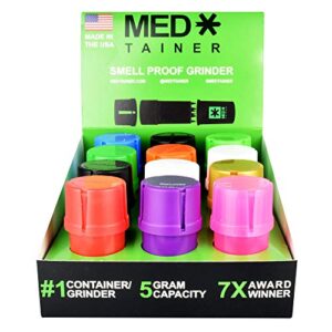 medtainer storage container w/ built-in grinder 12 pack - assorted colors