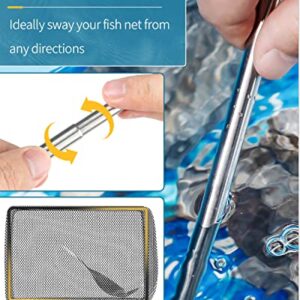 Pawfly 4 Inch Aquarium Fish Net with Telescopic Stainless Steel Handle Small Square Net with Soft Fine Mesh Sludge Food Residue Wastes Skimming Cleaning Net for Fish Tanks Small Koi Ponds and Pools