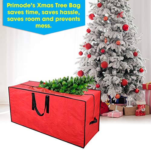 Primode Christmas Tree Storage Bag | Fits Up to 7.5 Ft. Tall Disassembled Tree I 45"x15"x20" Holiday Tree Storage Case | Protective Zippered Artificial Xmas Tree Bag (7.5ft, Red)