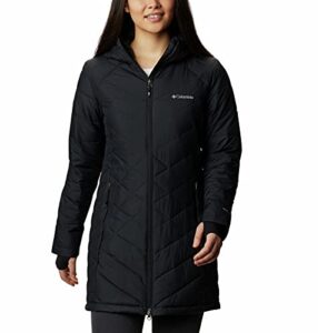 columbia women's heavenly long hooded jacket, black, x-large