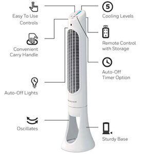 Honeywell HYF260 Quiet Set Whole Room Tower Fan, White