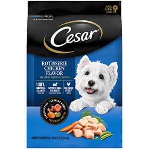 cesar small breed dry dog food rotisserie chicken flavor with spring vegetables garnish dog kibble, 12 lb. bag