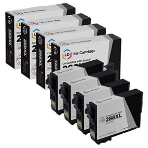 ld products remanufactured ink cartridge replacements for 288 xl t288xl120 epson 288xl ink cartridges h-yield compatible with epson xp446 expression xp 440 xp330 xp340 xp430 xp434 xp446 (black, 4pk)