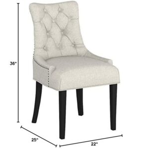 Modway Regent Modern Elegant Button-Tufted Upholstered Fabric with Nailhead Trim, Dining Side Chair, Beige