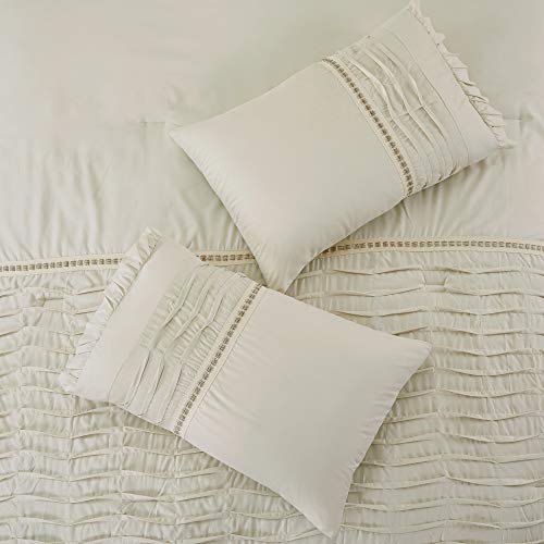 Amrapur Overseas Antonella 8-Piece Pleated Comforter Set (King, Sand)