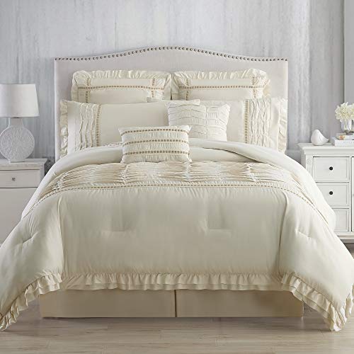 Amrapur Overseas Antonella 8-Piece Pleated Comforter Set (King, Sand)