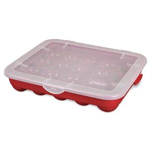 Sterilite 20 Compartment Christmas Holiday Ornament Container Box Home Decor Stackable Storage Case, Red Base with Clear Lid (6 Pack)