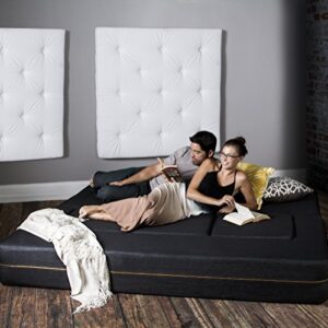 Jaxx Zipline Denim Convertible Sleeper Sofa & Ottomans, Black