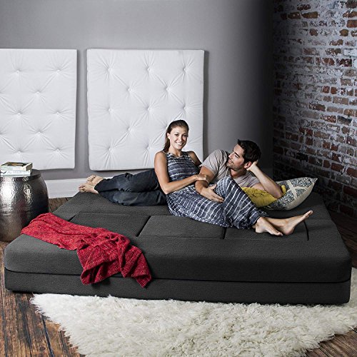 Jaxx Zipline Denim Convertible Sleeper Sofa & Ottomans, Black